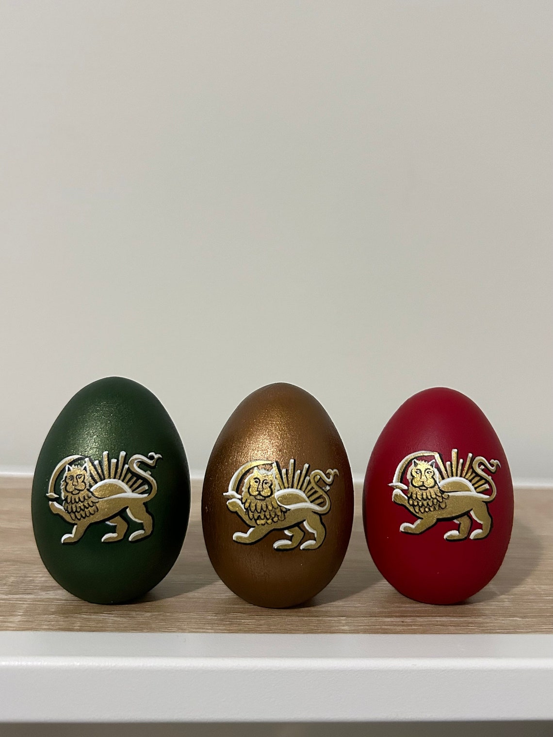 Set of 3 Shir O Khorshid, Wooden Eggs, Shiro Khorshid, Persian Flag ...