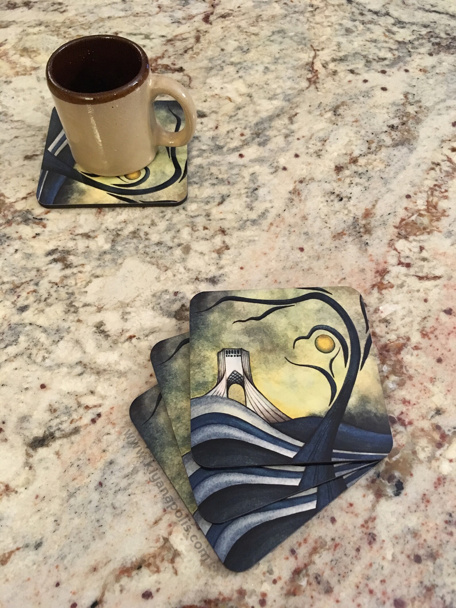 Azadi Tower Tehran Coasters Persian Art Persian Decor | Etsy