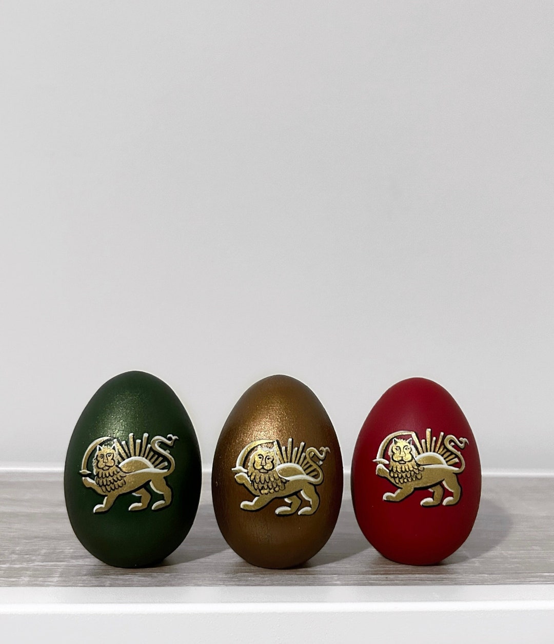 Set of 3 Shir O Khorshid, Wooden Eggs, Shiro Khorshid, Persian Flag ...