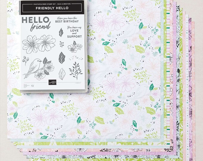 Stampin' Up Friendly Hello Bundle Retired SAB Stamp Set and Designer ...