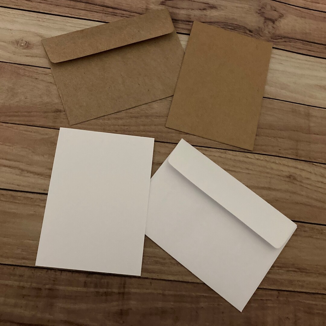 Blank Flat Cards and Envelopes - White or Kraft Small Flat Cards ...