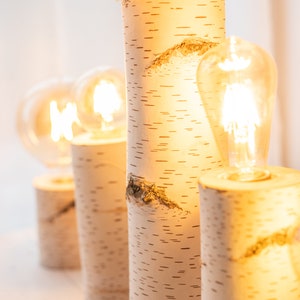 Real solid Birch Log Lamp Rustic Wooden Farmhouse Table Lamp | Etsy