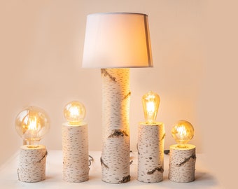 Real Birch Log Lamp Rustic Wooden Farmhouse Table Lamp - Etsy
