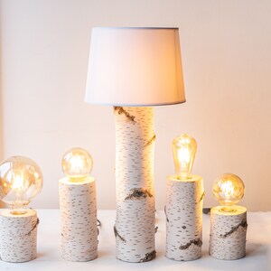 Real solid Birch Log Lamp Rustic Wooden Farmhouse Table Lamp | Etsy