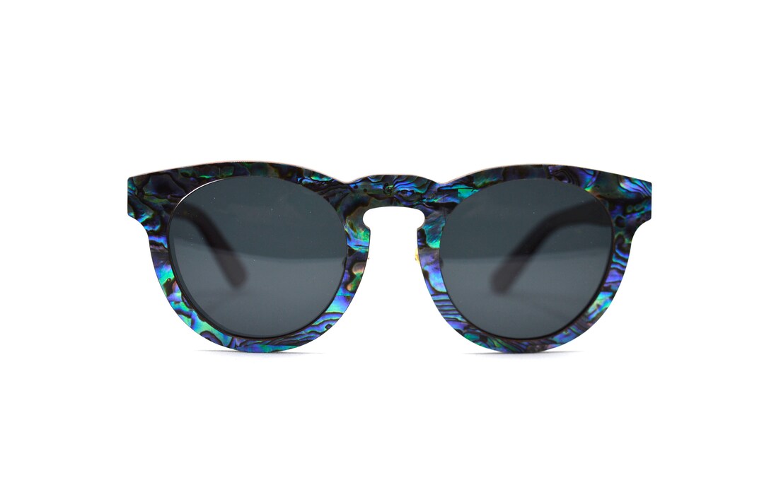 Seashell Sunglasses Notched Bridge With Polarized Lenses, Abalone and ...