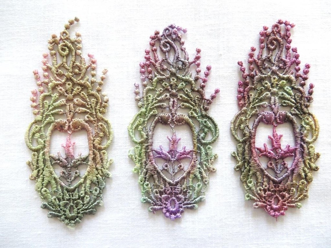 Hand Dyed Floral Spray Oblong Applique Venise Lace 6017D - Etsy