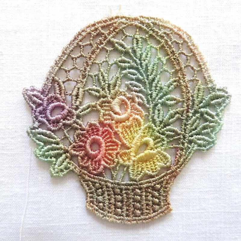 Applique Flower Basket - Etsy