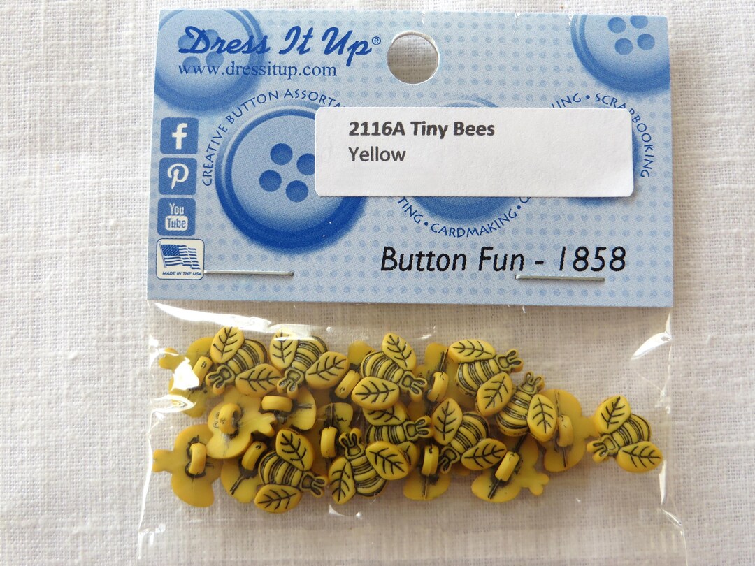 Bee Buttons, Yellow and Black, Button Fun 1858 Dress It up (2116A) - Etsy