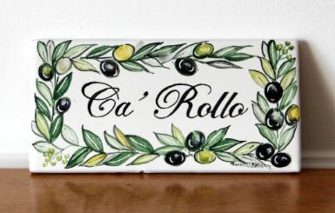 Italian Ceramic Sign With Names and Olives. Home Tile Whit Name ...