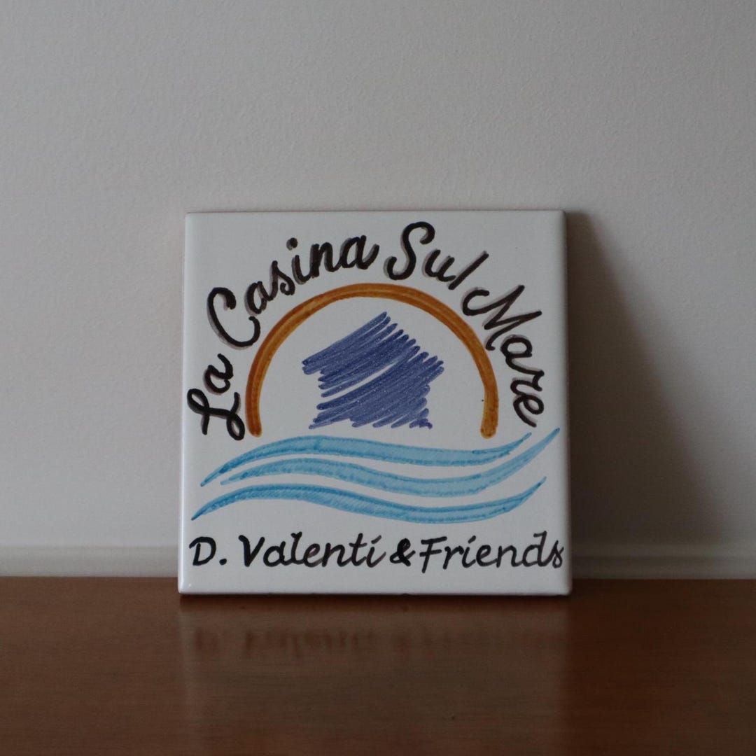 Italian Ceramic Square Tile, Name Plate for Seaside Villa. Gift for ...
