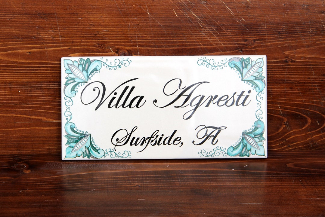 Italian Ceramic House Number Tile, Address Signs for Home, Personalized ...