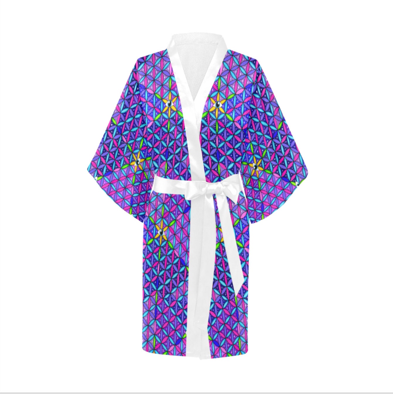 Rainbow Third Eye Flower of Life Kimono Robe Psytrance - Etsy