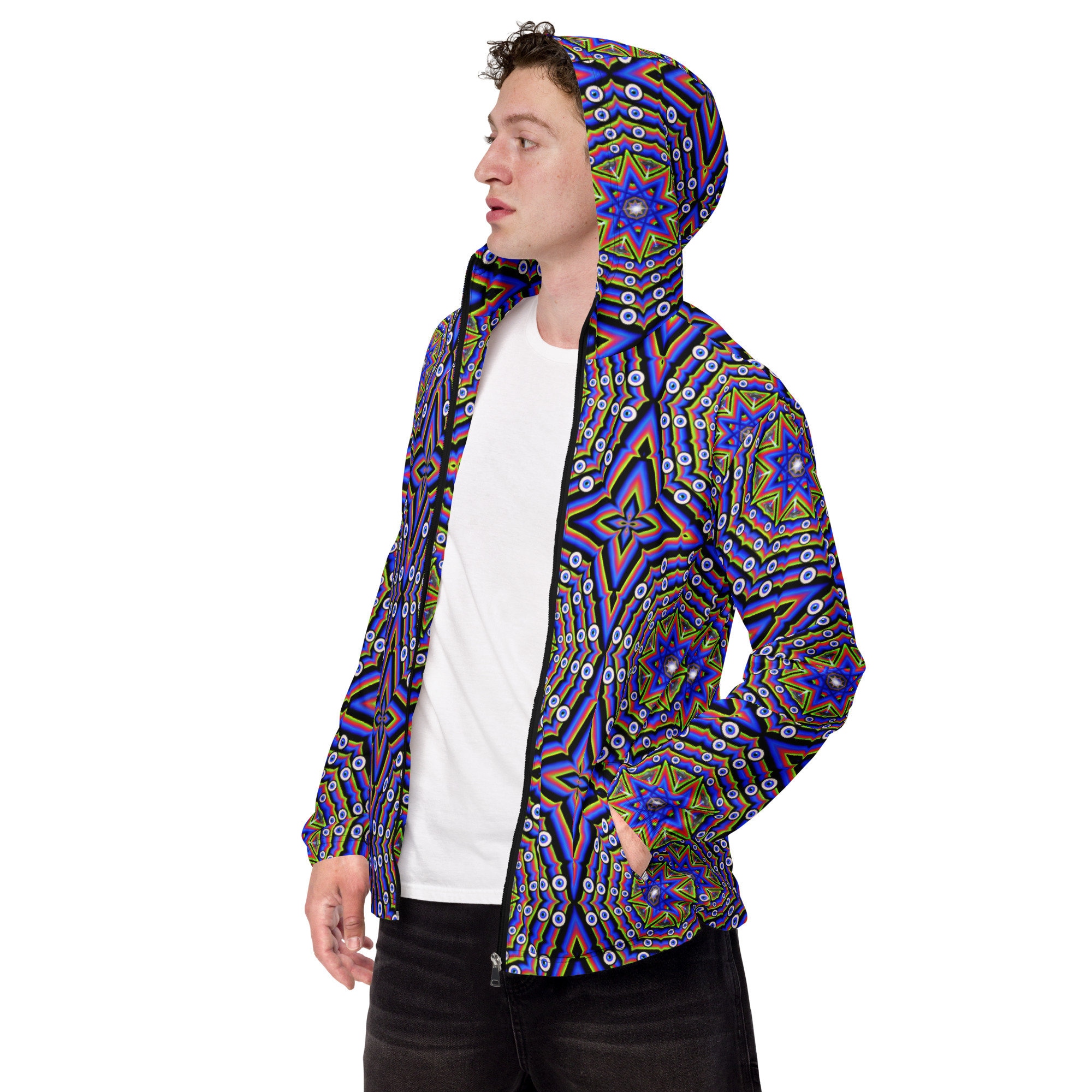 Sacred Geometry UFO Rainbow Acid Drip Men’s Windbreaker - Etsy