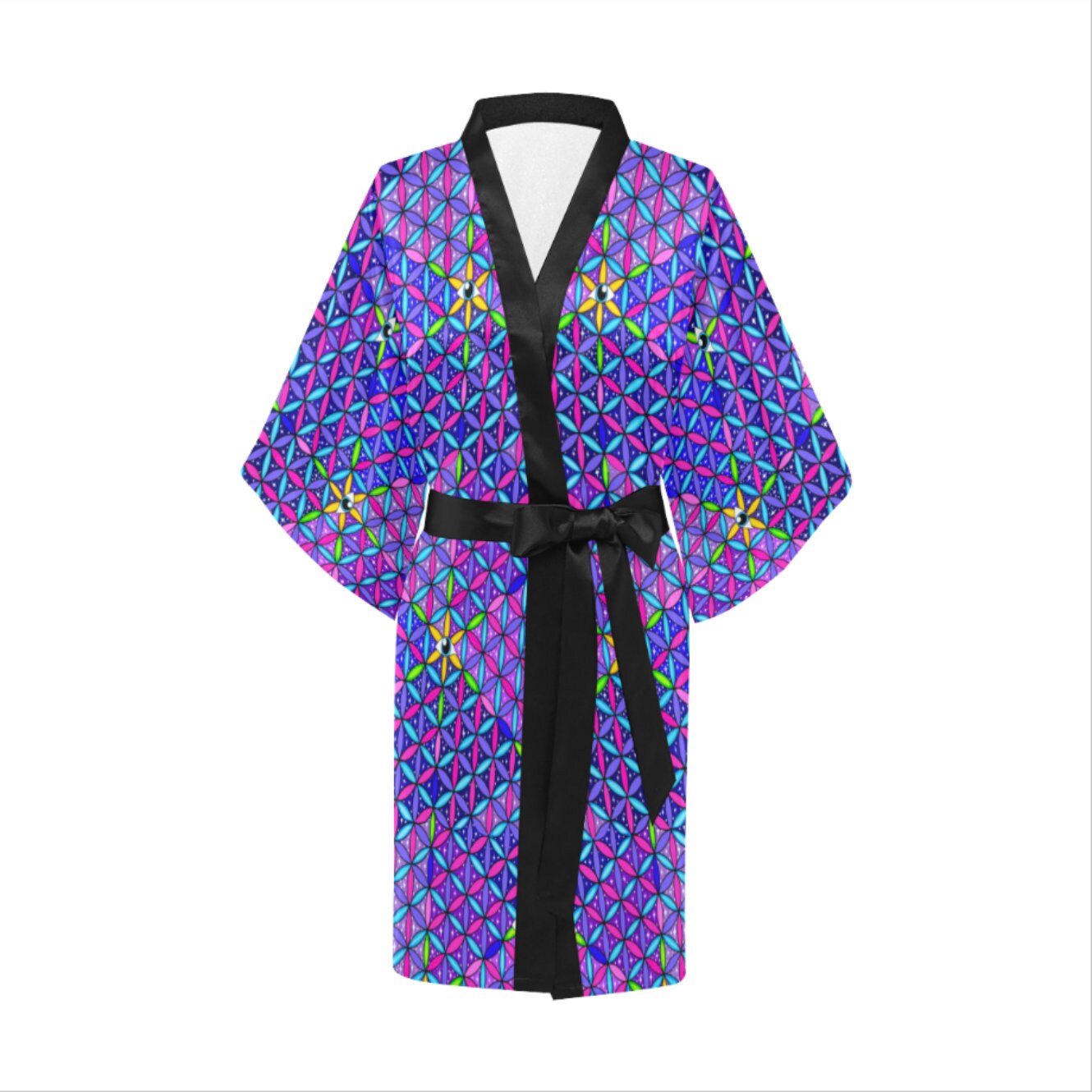 Rainbow Third Eye Flower of Life Kimono Robe Psytrance - Etsy