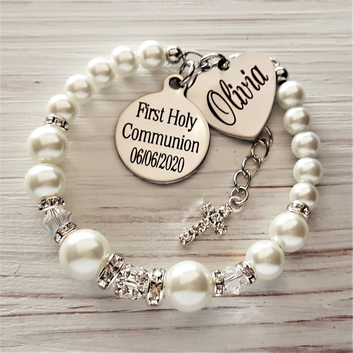 First Holy Communion Bracelet Personalized Name and Date | Etsy