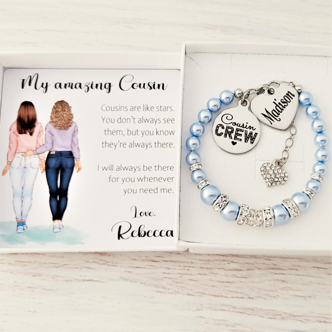 Birthday Gift for a Cousin, Personalized Bracelet, Cousin Gift, From a Cousin, Cousin Crew ...
