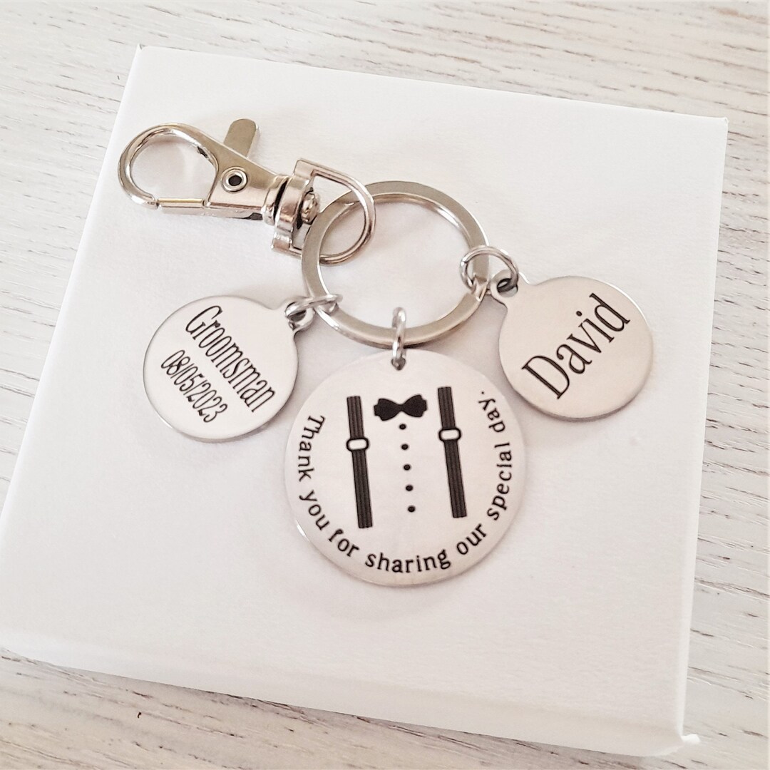 Groomsman Personalised Wedding Gift, Unique Groomsmen Keychain, From ...