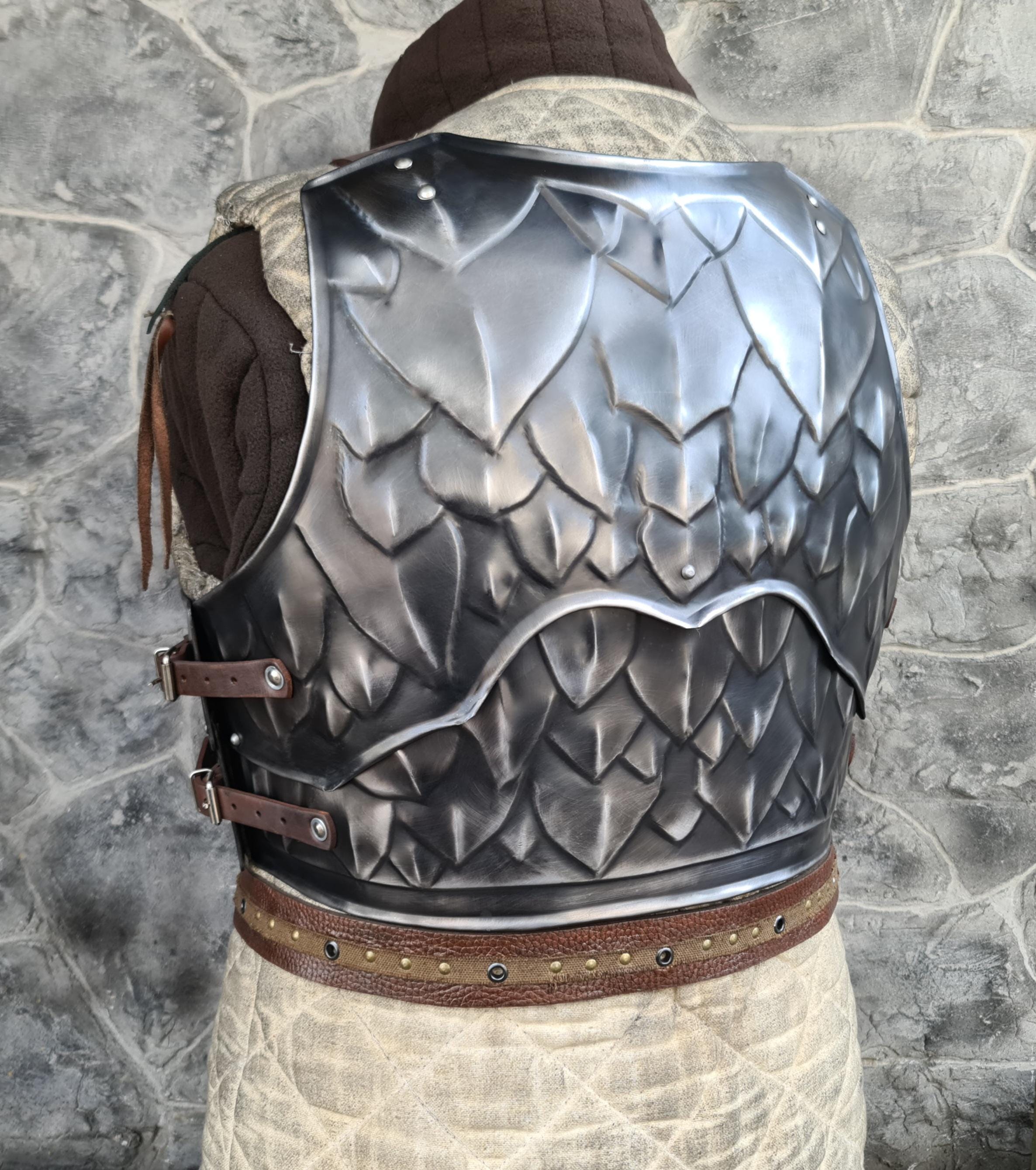 Gray Dragon Scale Cuirass – Fantasy Steel Chest Armor for LARP ...