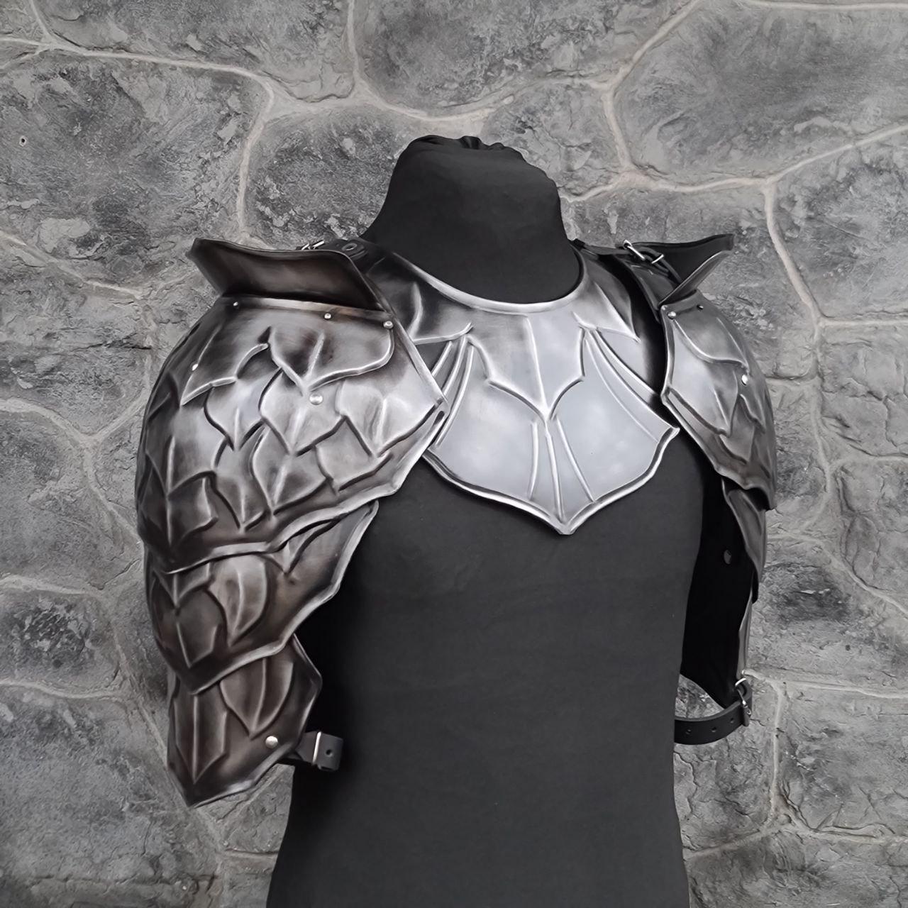Dragon Scale Steel Pauldrons & Gorget: Warrior LARP Cosplay Armor - Etsy