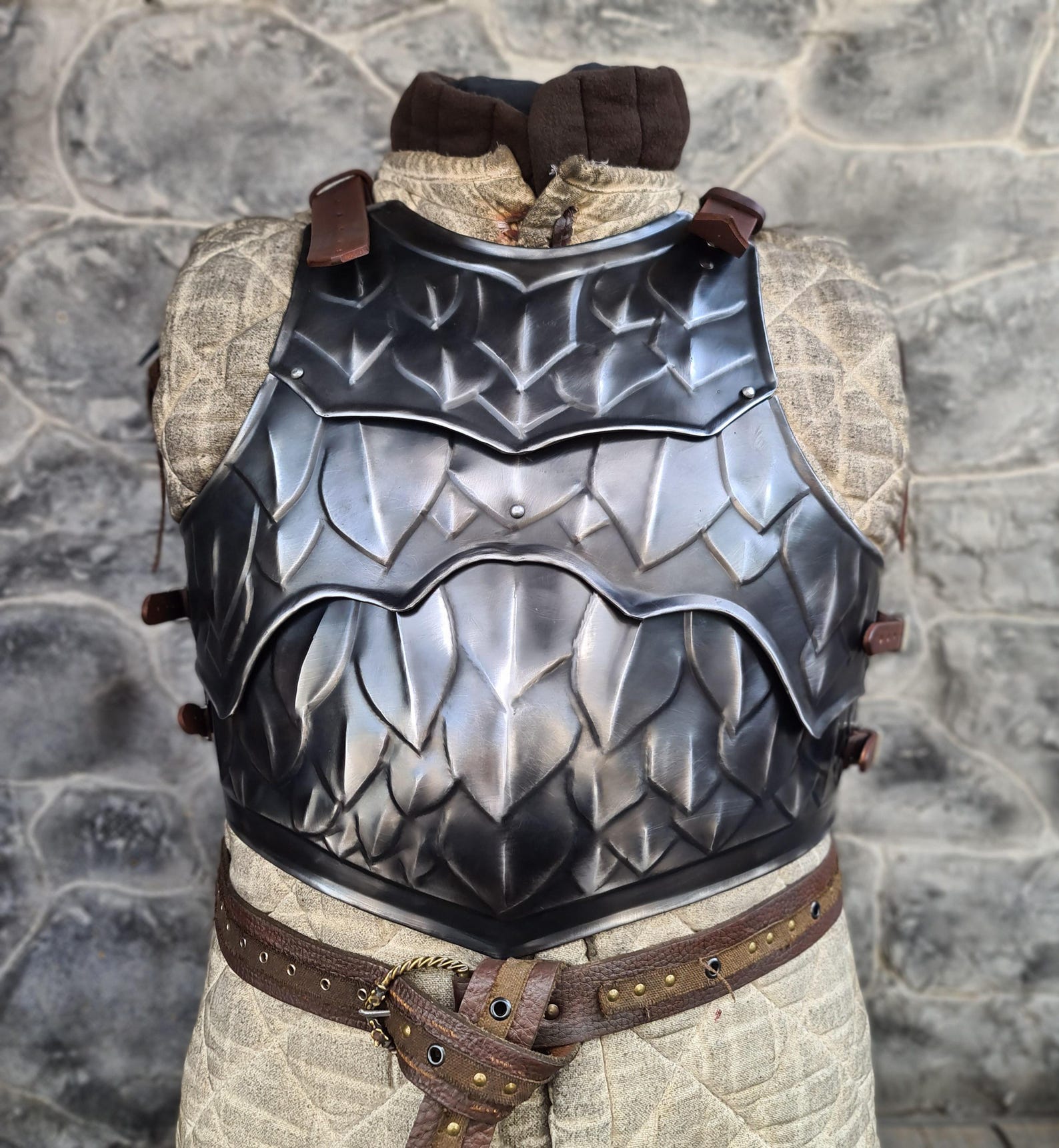 Gray Dragon Scale Cuirass – Fantasy Steel Chest Armor for LARP ...