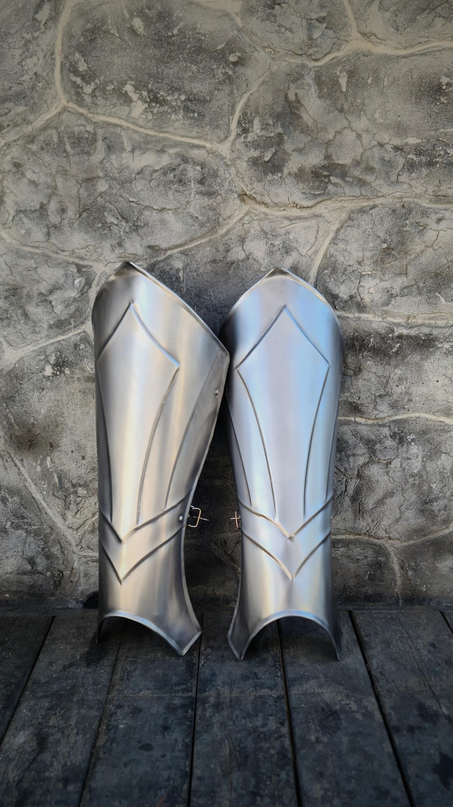 Fantasy Leg Armor, Warrior Steel Leg Greaves, Pair of Leg Protection ...