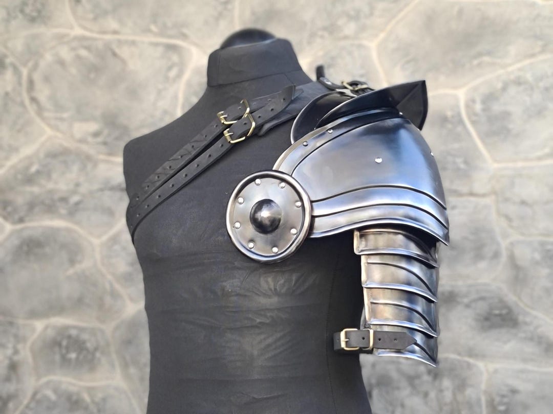 Gothic Steel Pauldron: Blackened Shoulder Armor, LARP Costume - Etsy