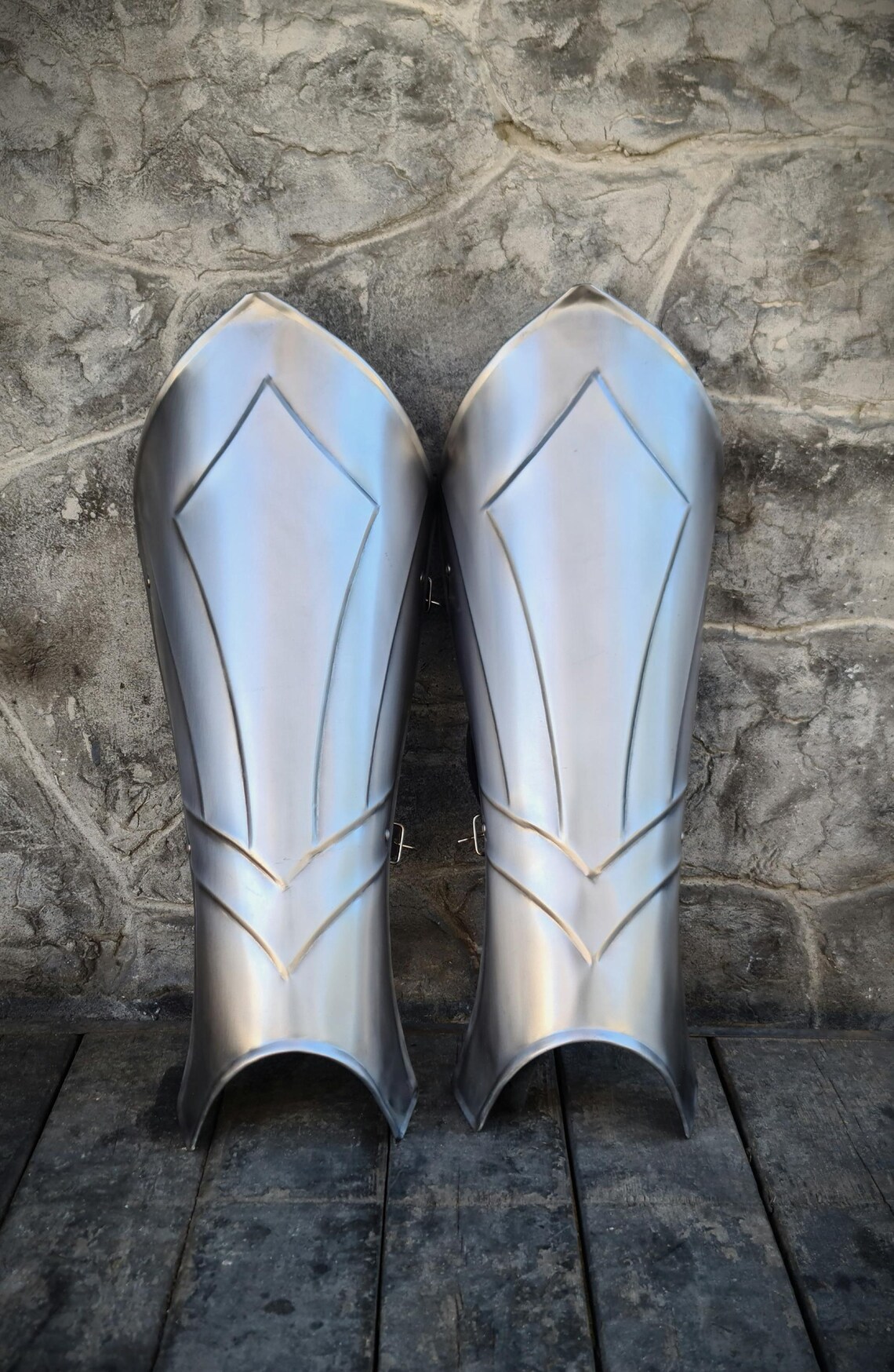 Fantasy Leg Armor, Warrior Steel Leg Greaves, Pair of Leg Protection ...