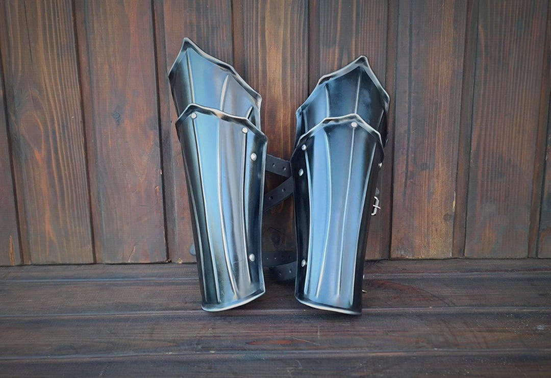 Gothic Bracers, Pair of Blackened Fantasy Warrior Bracers, Larp Costume ...