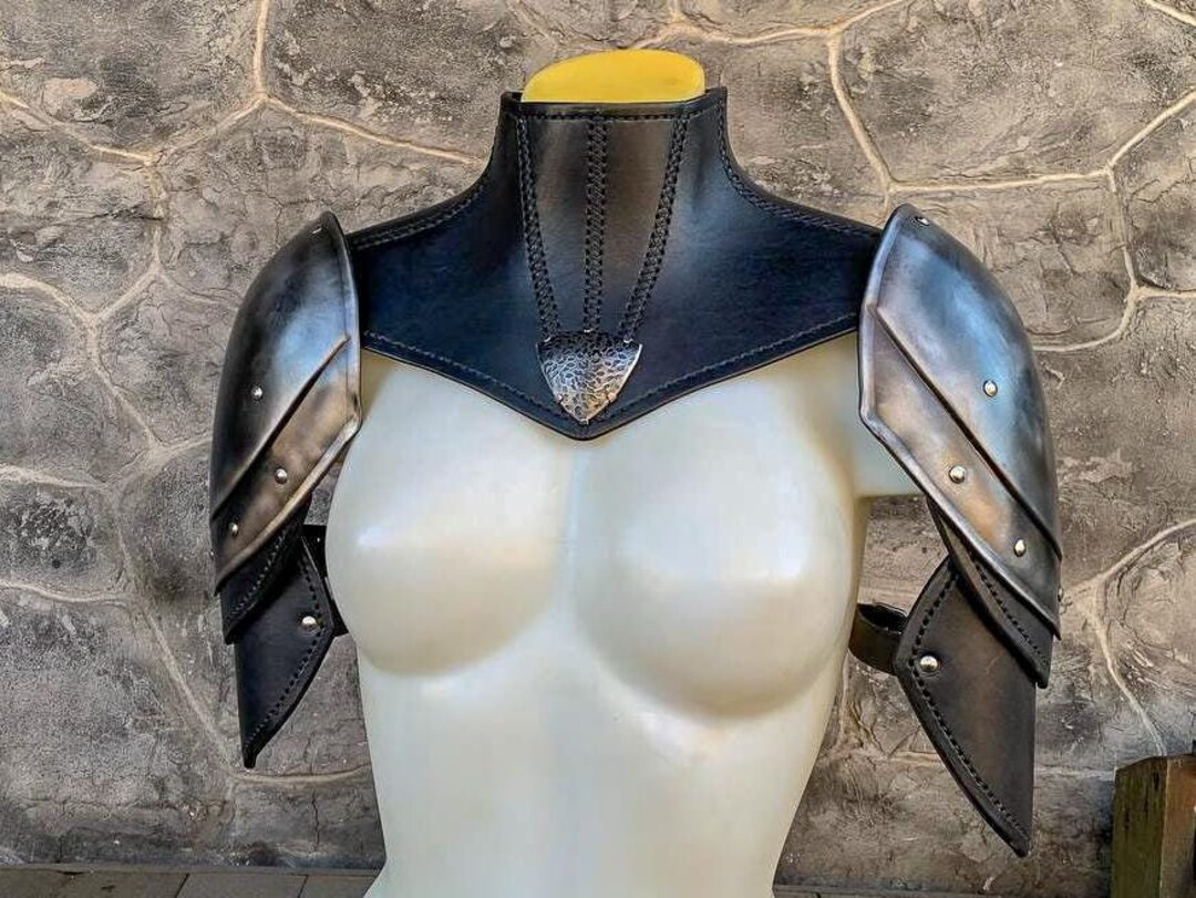 Steel Pauldrons Shoulders With Leather Gorget - Etsy