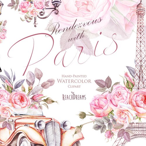 Paris Clipart France Clipart Eiffel Tower French Pink - Etsy