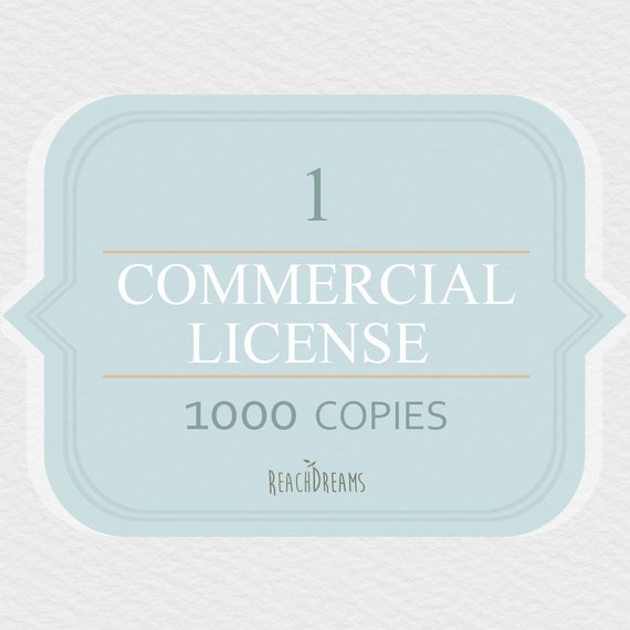 Limited Commercial License NO Credit Required / Single Product - Etsy