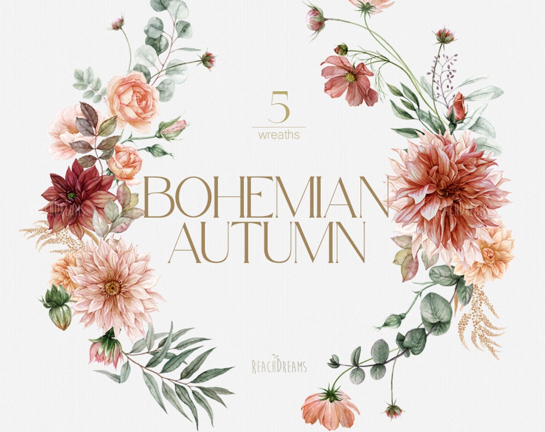 Terracotta Autumn Flowers - Bohemian Boho Fall - Autumn Florals - Boho ...