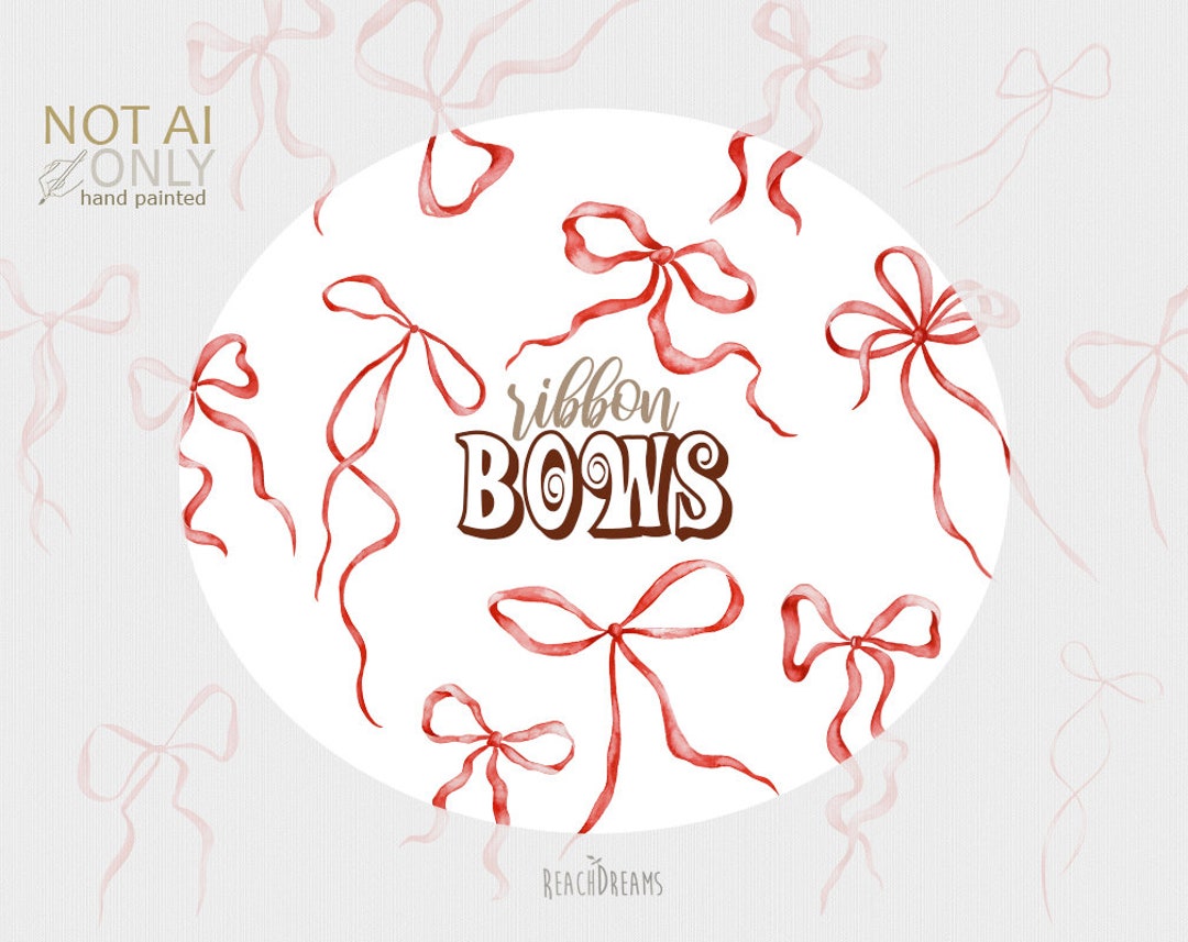 Watercolor Red Ribbon Bows Clipart, Valentine's Day Bows, Watercolour ...