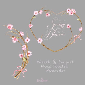 Spring Wreath & Bouquet Flowers Clipart. Handpainted Watercolor ...