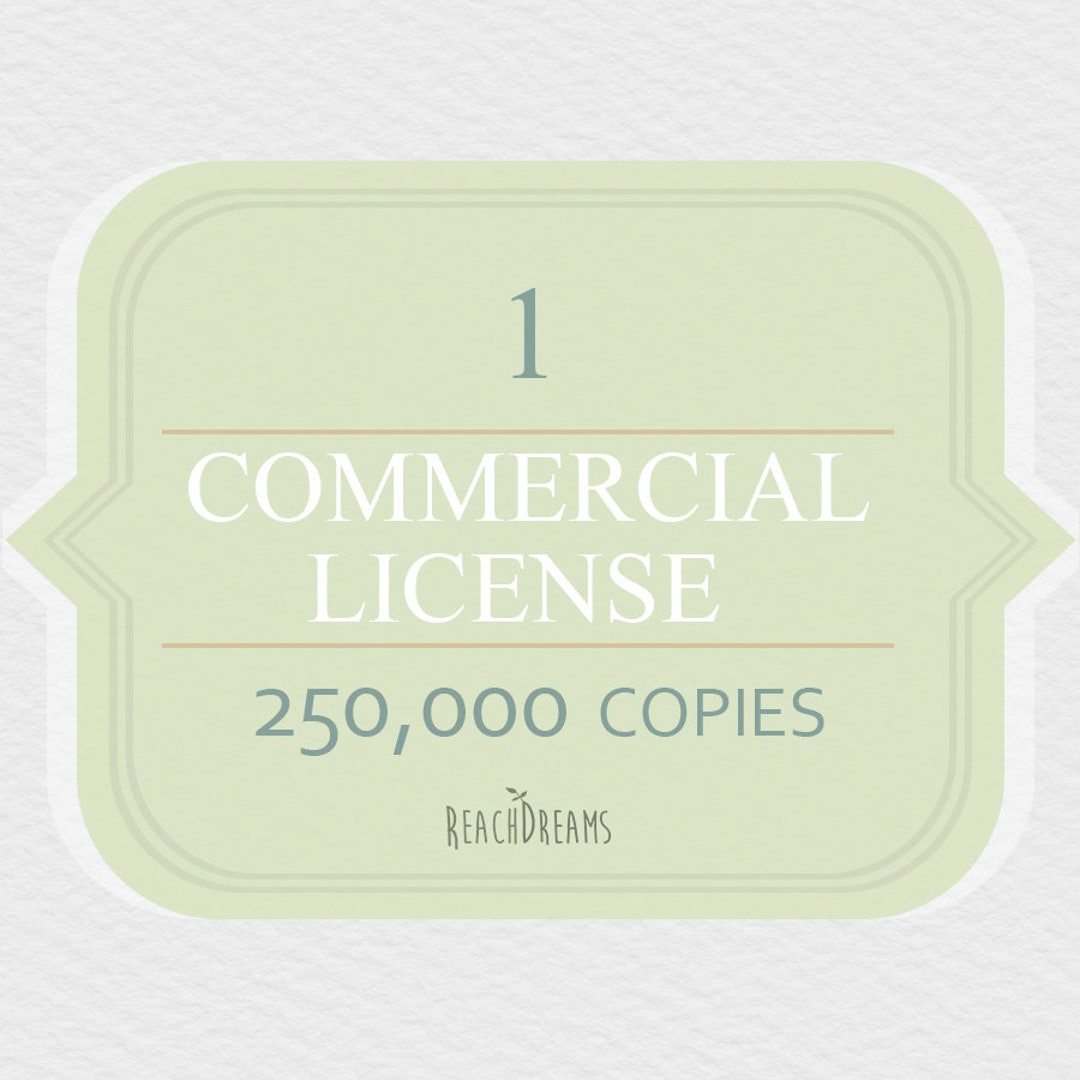 Extended Commercial License - Single Product / up to 250,000 Copies - Etsy
