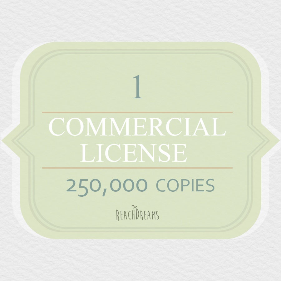 Extended Commercial License Single Product / up to 250000 - Etsy