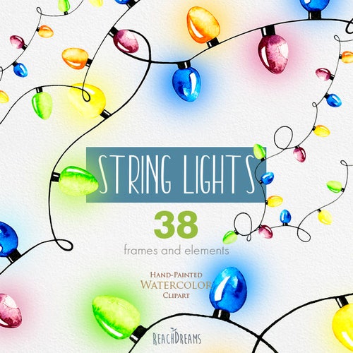 Watercolor Christmas Light Clipart Holiday Borders Digital - Etsy