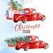Watercolor Christmas Truck Vintage Red Pickup Pine Tree - Etsy Canada