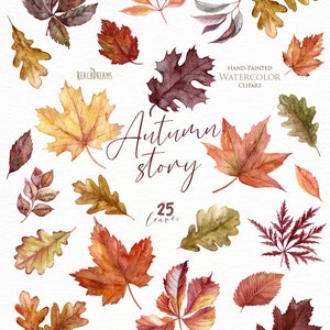 Watercolor Fall Leaves Clipart, Autumn Clipart, Fall Clipart ...