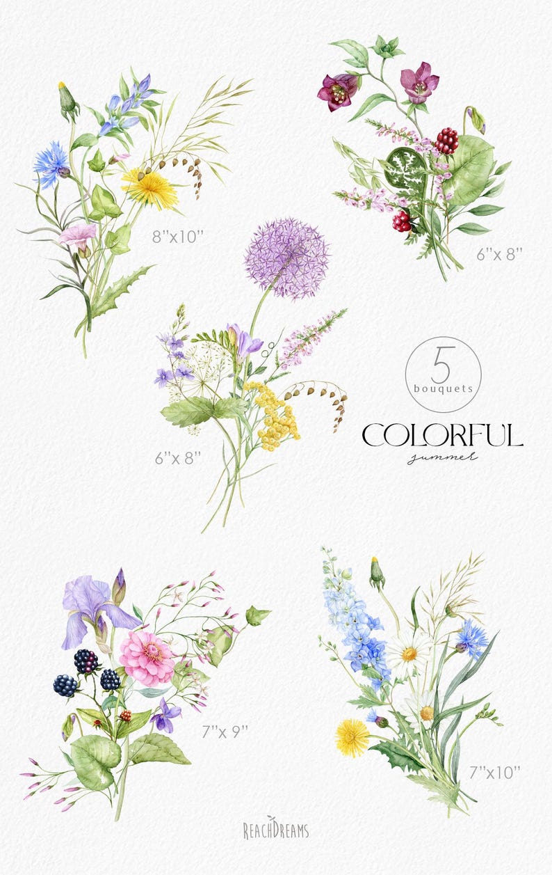 Wildflowers Clipart, Wild Flower PNG, Watercolor Summer Flowers ...