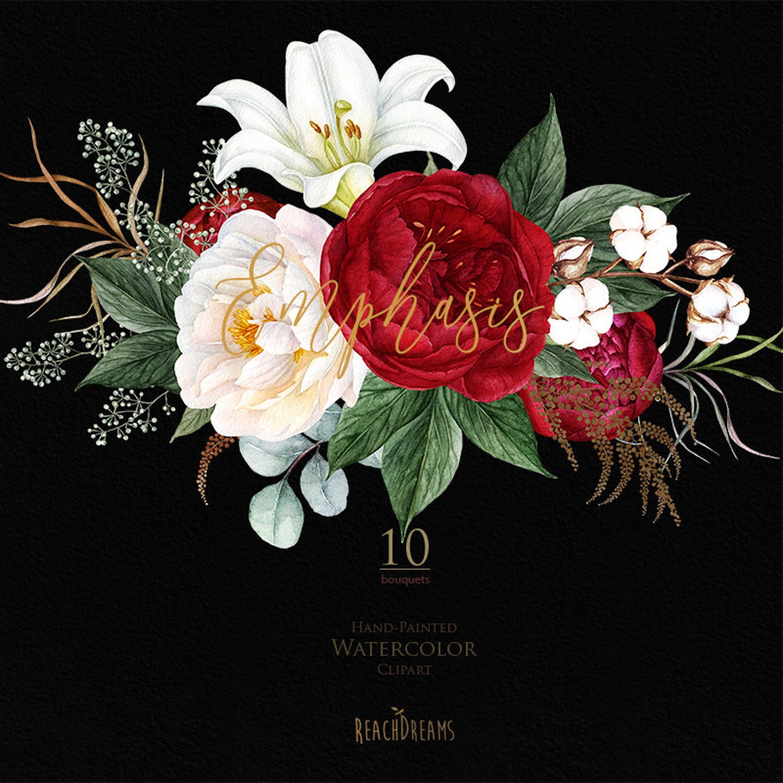 Marsala Peonies Watercolor Clipart, Burgundy Floral Bouquets ...