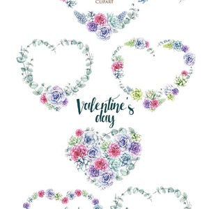 Valentine's Day, Watercolor Succulents Clipart, Resources Heart Frames ...