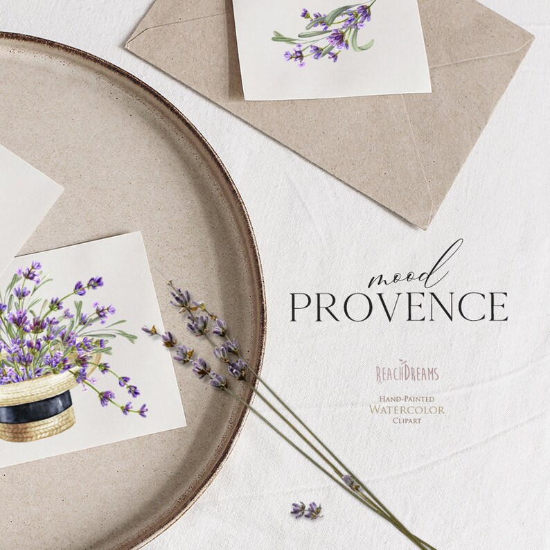 Lavender Watercolor Floral Provence Violet Flowers Wedding - Etsy