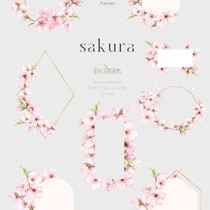 Watercolor Cherry Blossoms Clipart, Sakura Clipart, Floral Frames ...