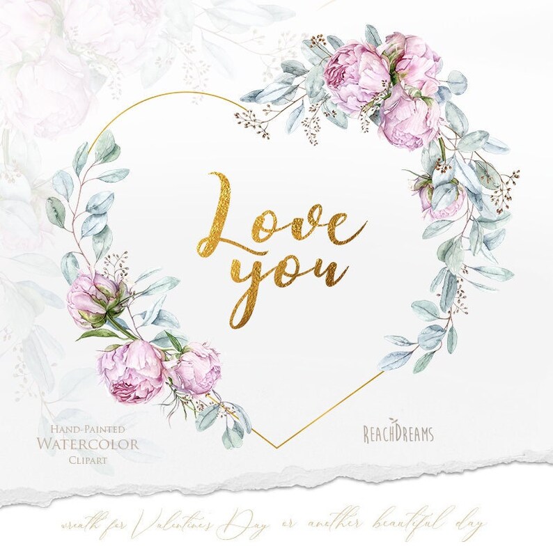 Valentine's Day Heart Valentine's Day Floral Clipart - Etsy