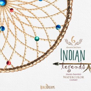 Indian Legends. Watercolor Dreamcatchers Clipart, Tribal, Feathers ...