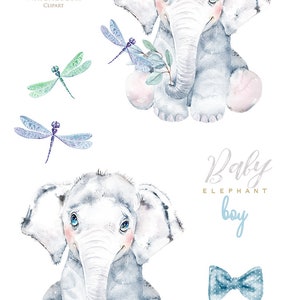 Watercolor Elephant, Boy, Little Animals Clipart, Babies Portrait, Cub ...
