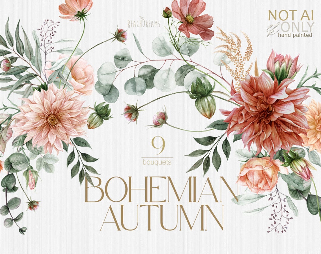 Terracotta Autumn Flowers - Bohemian Boho Fall - Autumn Florals - Boho ...