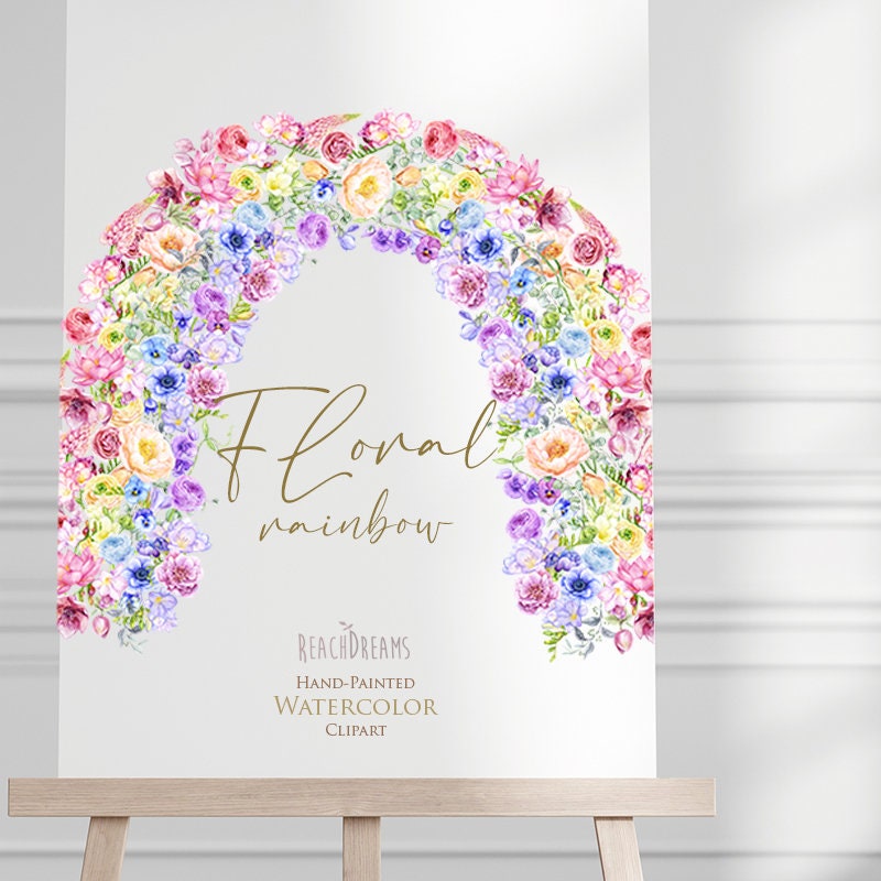 Boho Rainbow Flower Clipart - Etsy