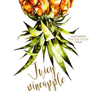 Watercolor Pineapple Clipart, Tropical Fruit, Exotic Hawaii, Yellow ...